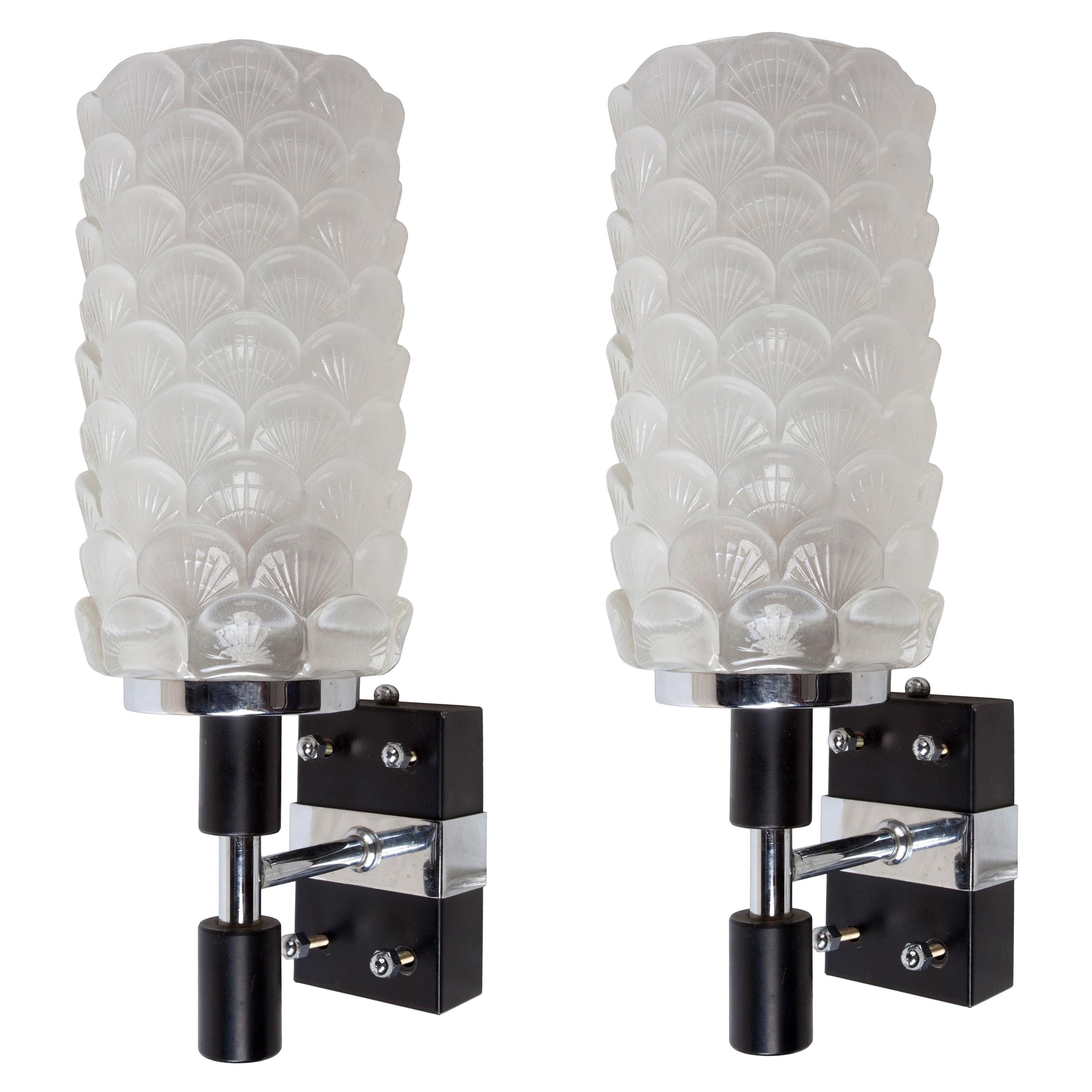 Pair of Art Deco Period Glass Scallop Shell Motif Nautical Sconces at ...