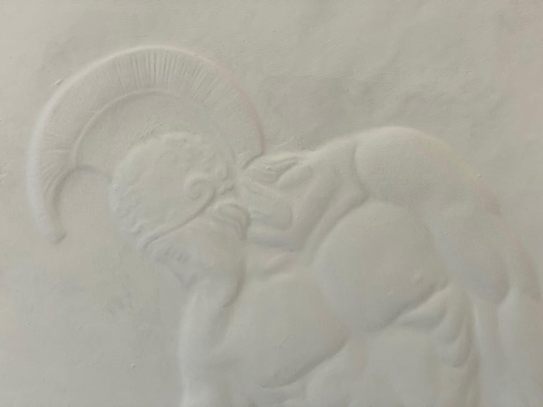 Pair of Art Deco Plaster Plaques of Achilles and Paris For Sale at 1stDibs