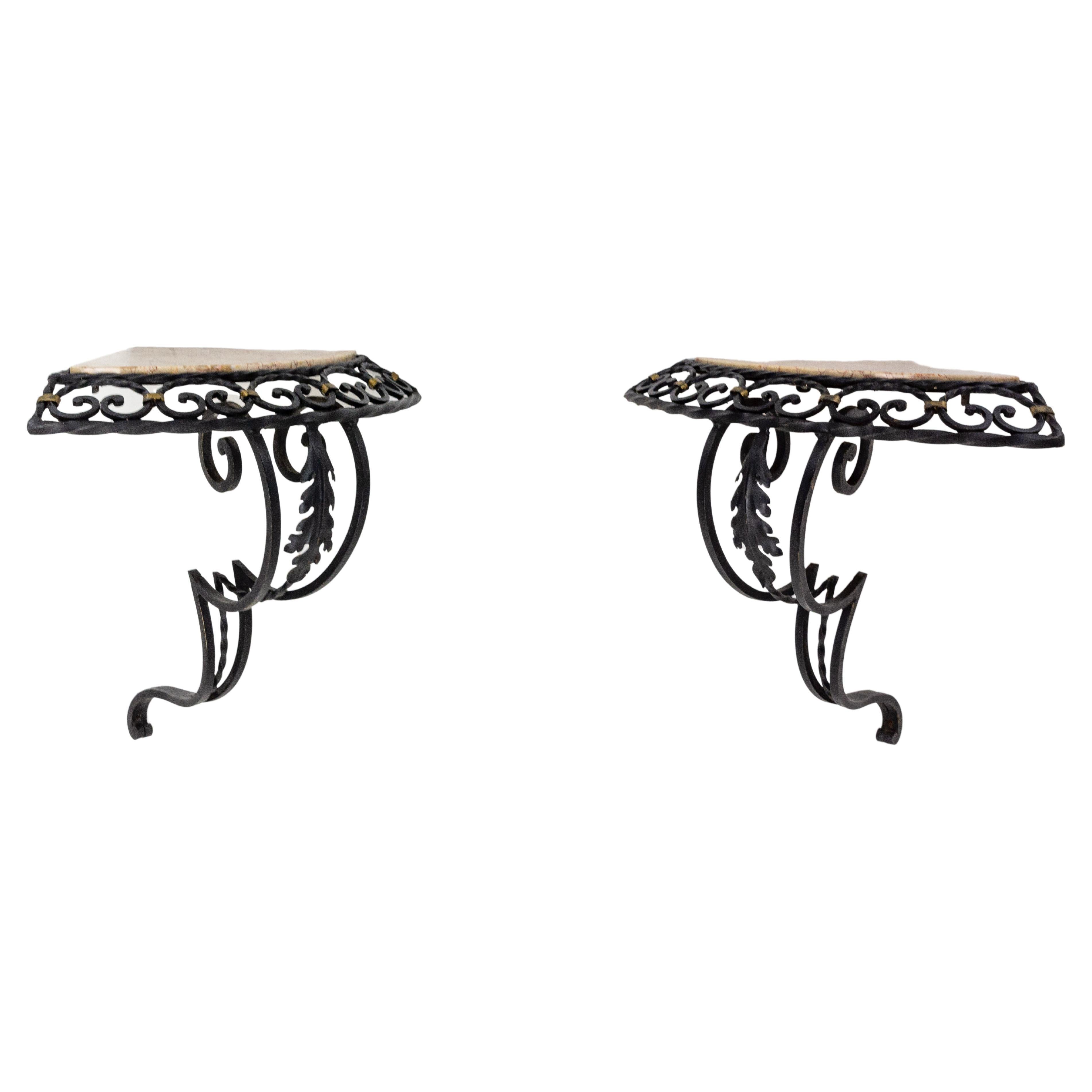 Pair of Mahogany Wall Mounted Console Tables at 1stDibs
