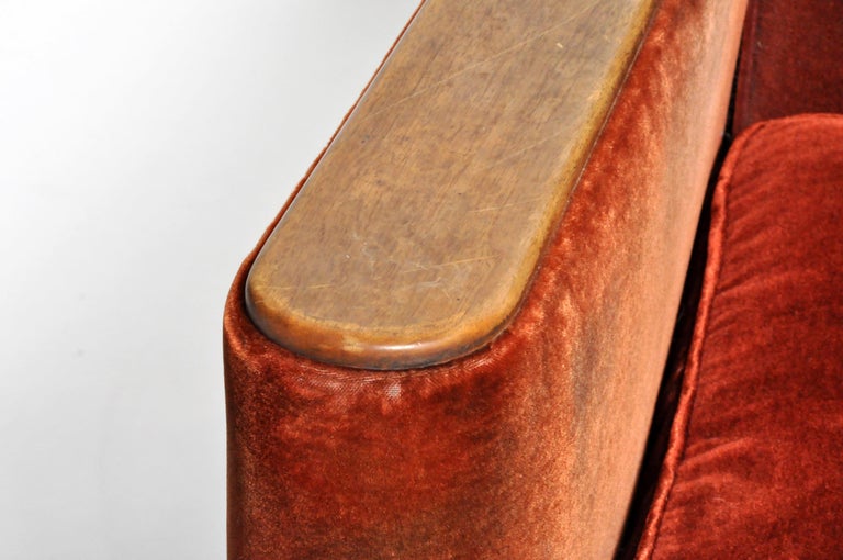 Pair of Art Deco "Streamline" Chairs with Hardwood Arms and Legs at 1stdibs