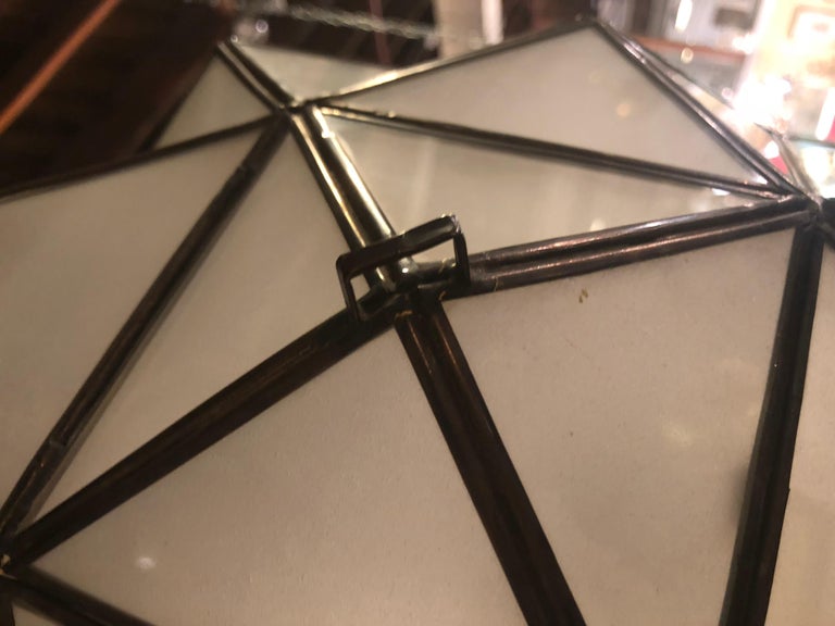 Pair of Art Deco Style Dome Form Milk Glass White Chandeliers or ...