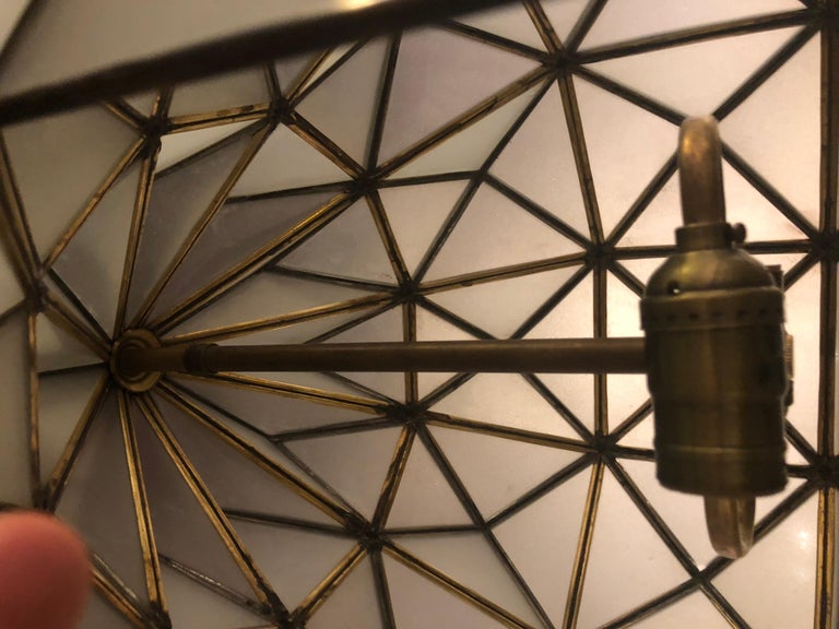 Pair of Art Deco Style Dome Form Milk Glass White Chandeliers or ...