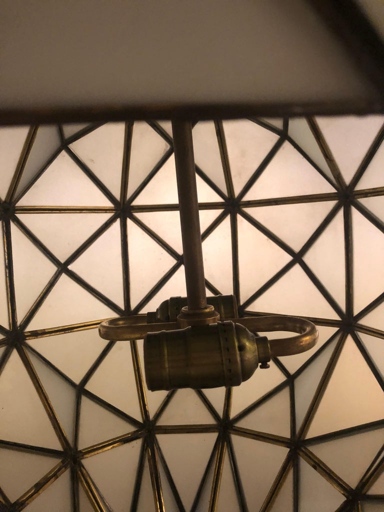 Pair of Art Deco Style Dome Form Milk Glass White Chandeliers or ...