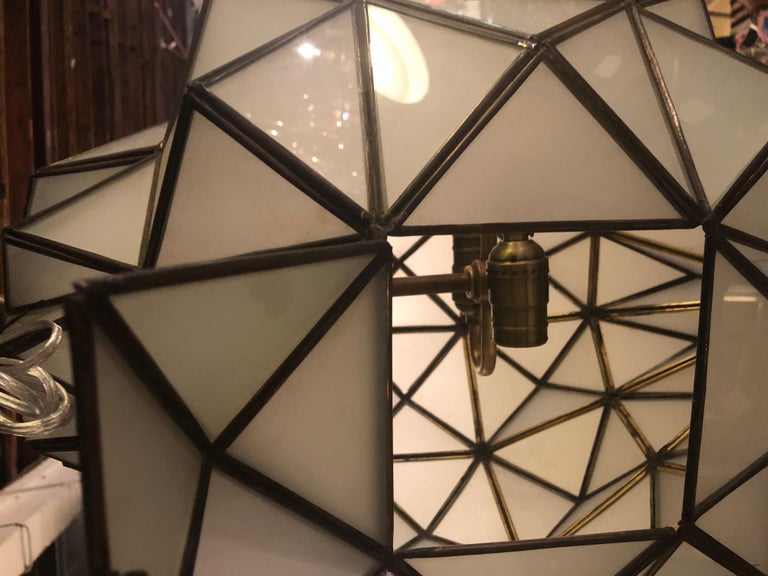 Pair of Art Deco Style Dome Form Milk Glass White Chandeliers or ...