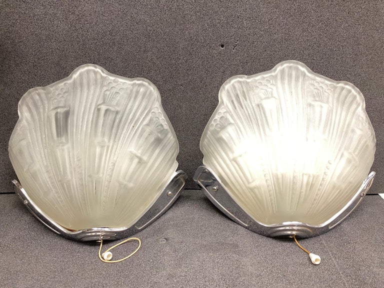 Pair of Art Deco Style Sconces with Stylised Shell Design For Sale at ...
