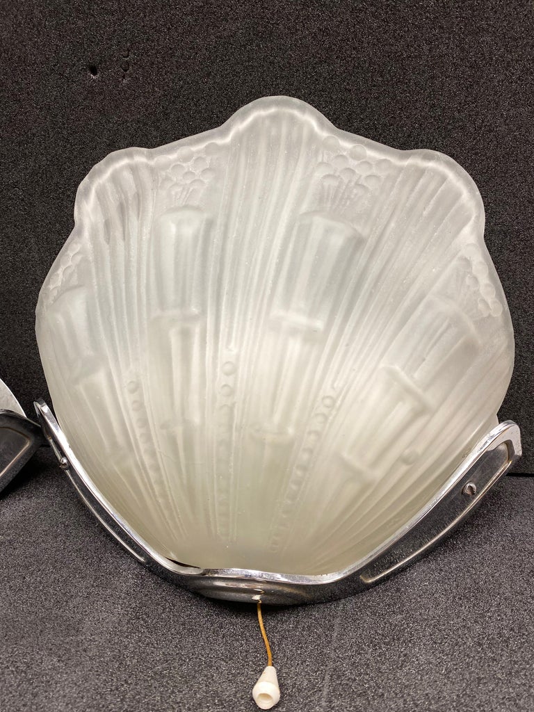 Pair of Art Deco Style Sconces with Stylised Shell Design For Sale at ...