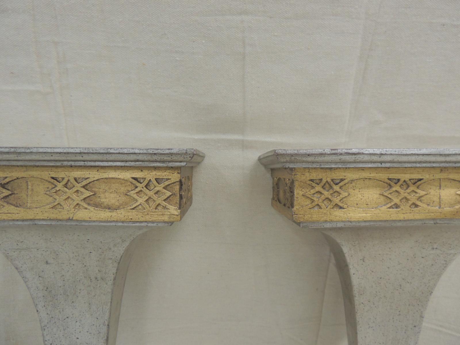 Pair of Art Deco Style Silver and Gold Decorative Wall Brackets For ...