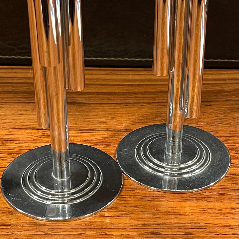 Pair of Art Deco Tubular Chrome Bud Vases by Ruth and William Gerth for ...