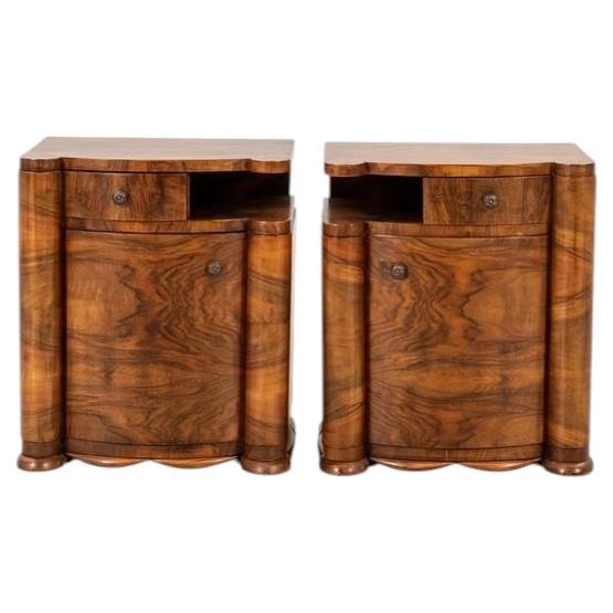 Pair of Art Deco Walnut Bedside Tables, Early 20th Century For Sale at ...