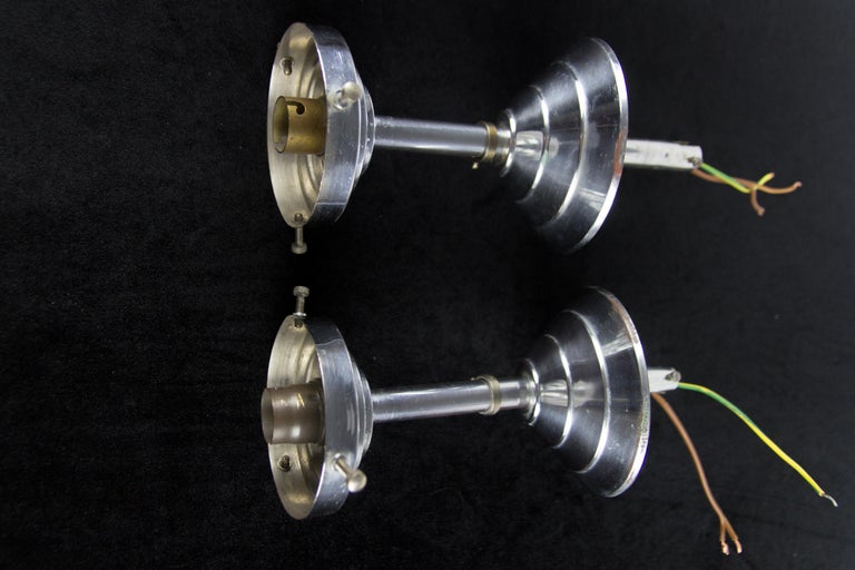 Pair Of Art Deco White Frosted Glass And Chrome Pendant Ceiling Lights