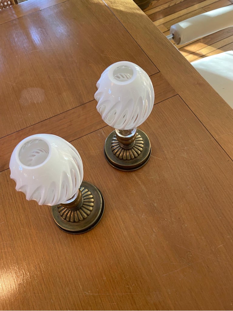 Pair of Art glass Victorian Newell Posts For Sale at 1stDibs