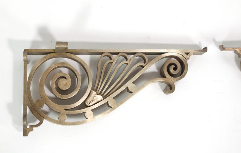 Pair of Art Nouveau Brackets in Polished Bronze w Spirals For Sale at ...