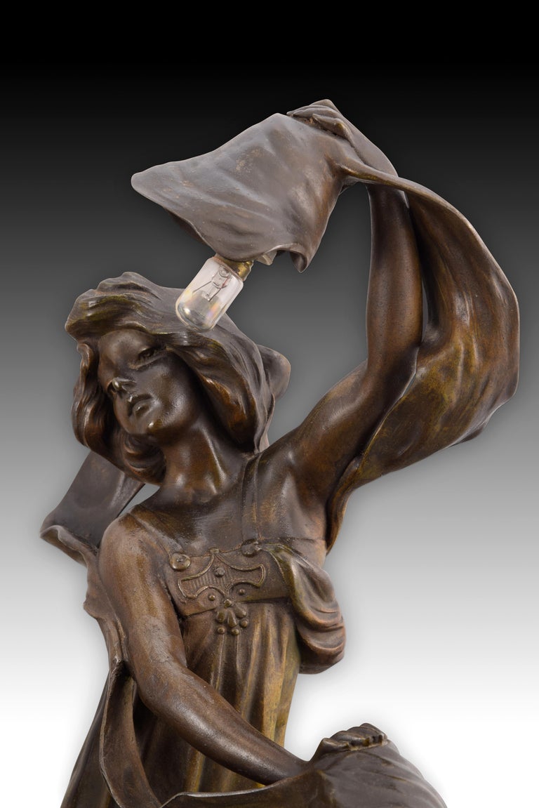 Pair of Art Nouveau Lamps, Calamine, Stone, Europe, Around 1900 at 1stDibs