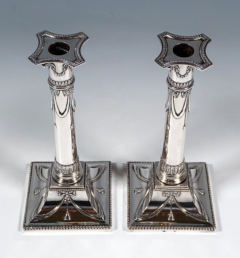 Pair of Art Nouveau Silver Candle Holders, by J.M. Van Kempen ...