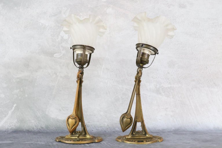 Pair of Art Nouveau Wall Lamps in the style of Hector Guimard France ...