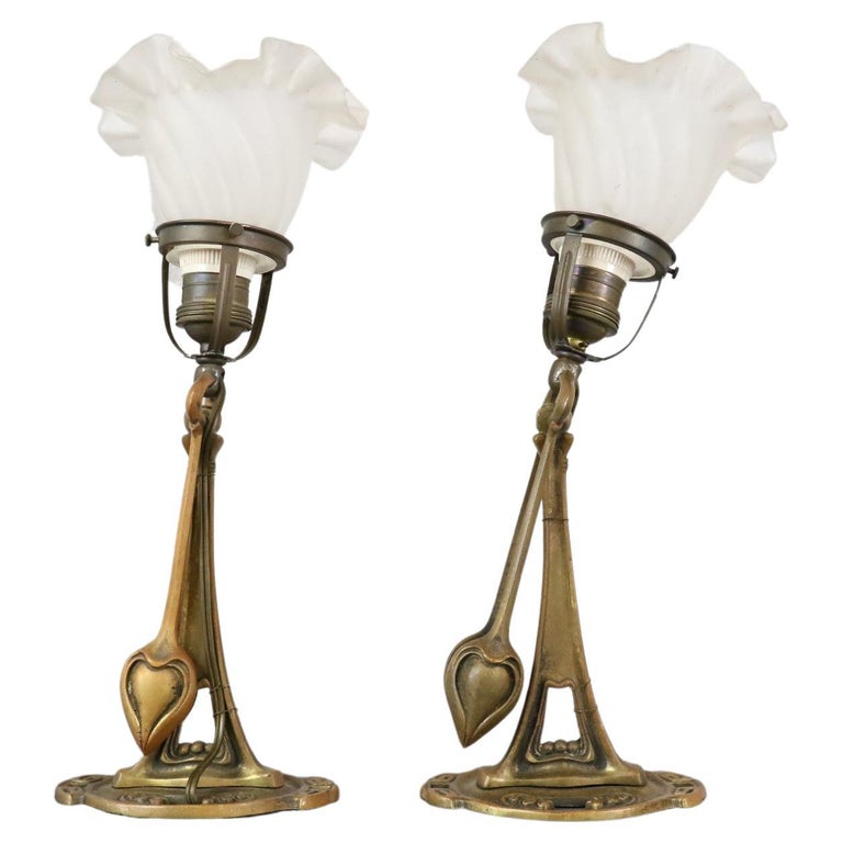 Pair of Art Nouveau Wall Lamps in the style of Hector Guimard France ...
