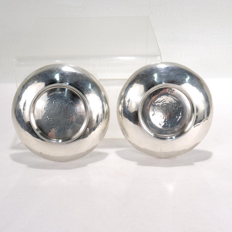Pair of Arthur Stone American Arts and Crafts Sterling Silver Olive or ...