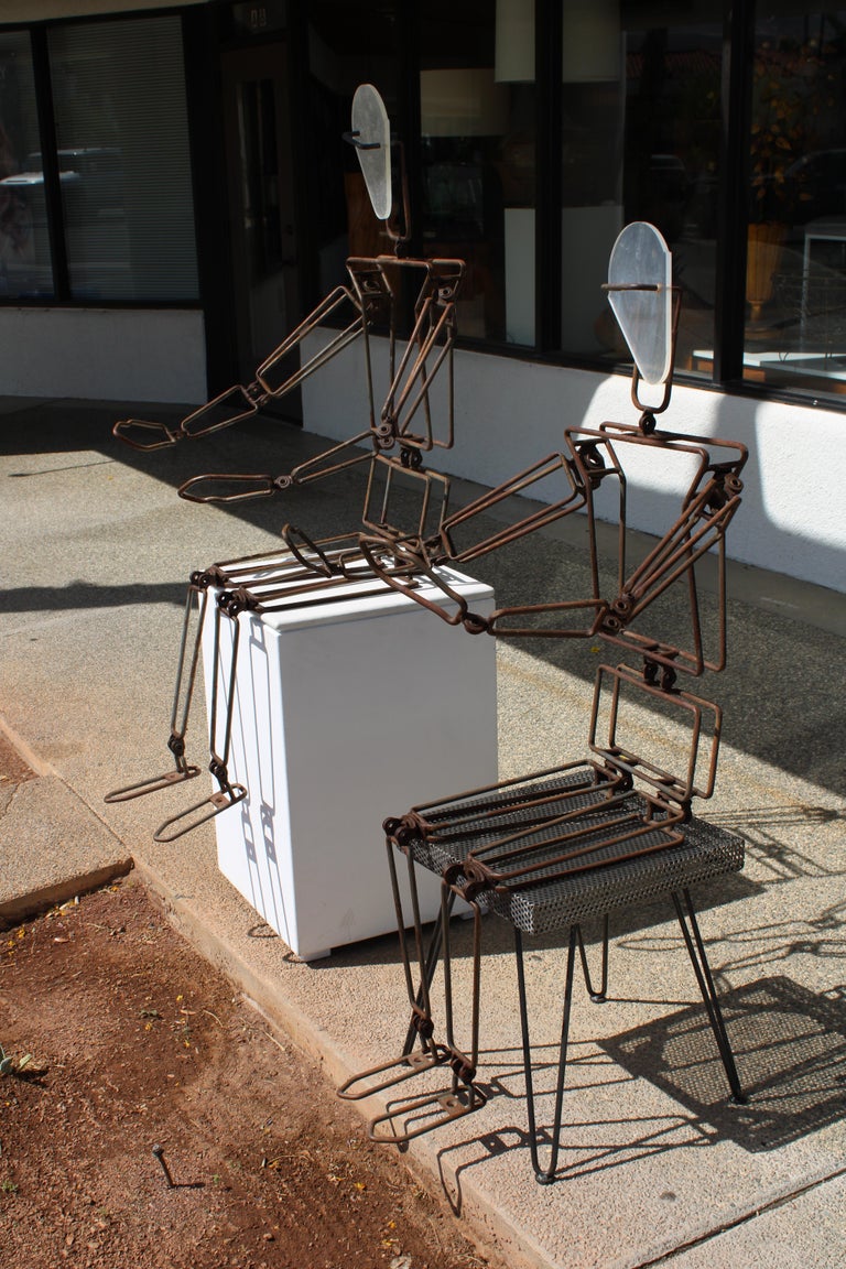 Pair of Articulated Metal Figures For Sale at 1stDibs