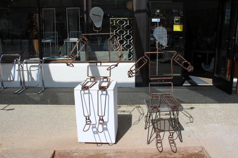 Pair of Articulated Metal Figures For Sale at 1stDibs
