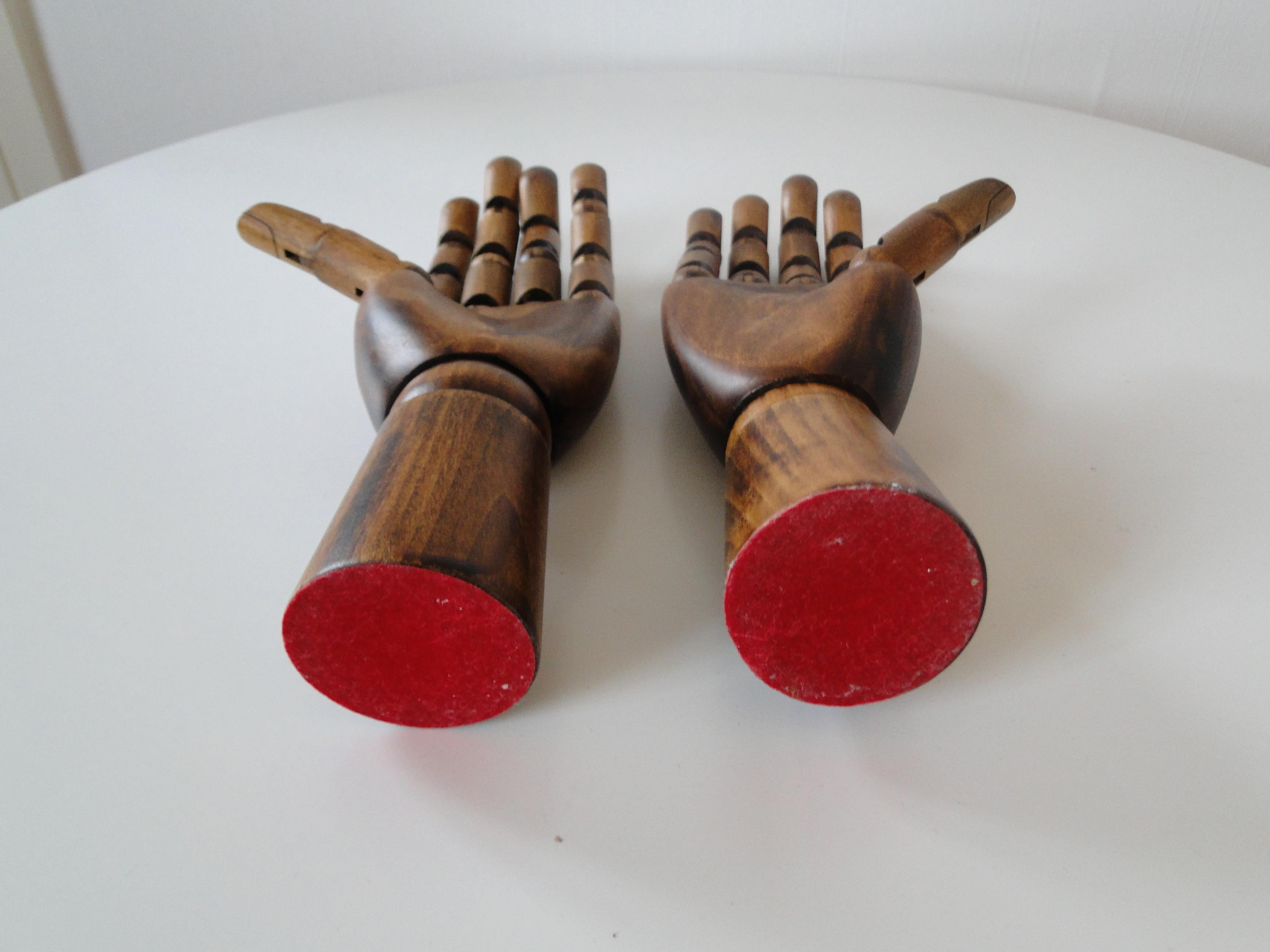 Pair of articulated wooden hands at 1stDibs