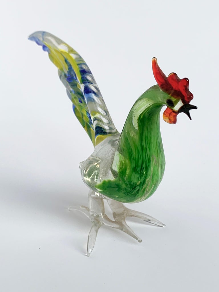 Pair of Artistic Roosters in Multi-Color Murano Glass, Italy, 1970s at ...