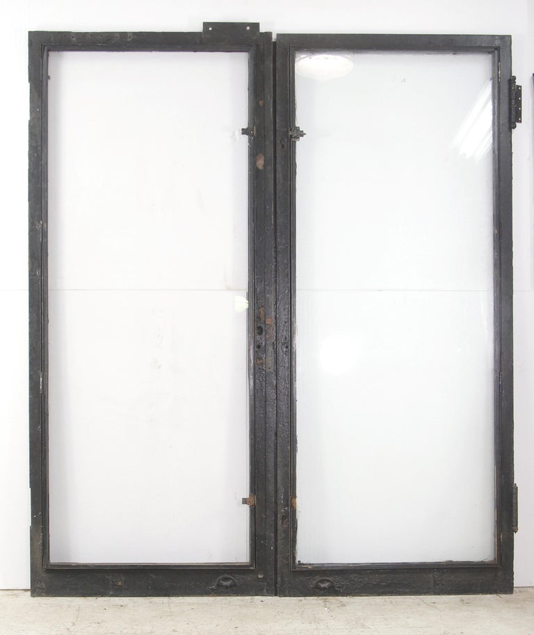 Pair of Arts and Crafts Black Cast Iron Shutter Doors w/ 1 Lite Each ...