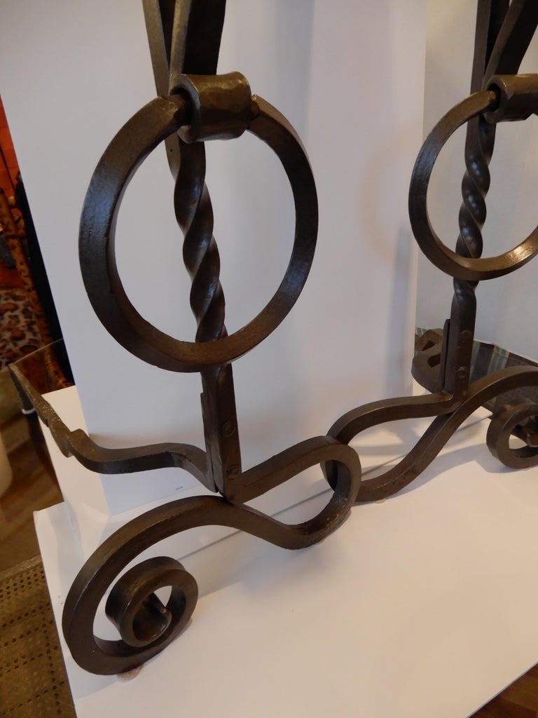 Pair of Arts and Crafts Monumental Andirons at 1stDibs