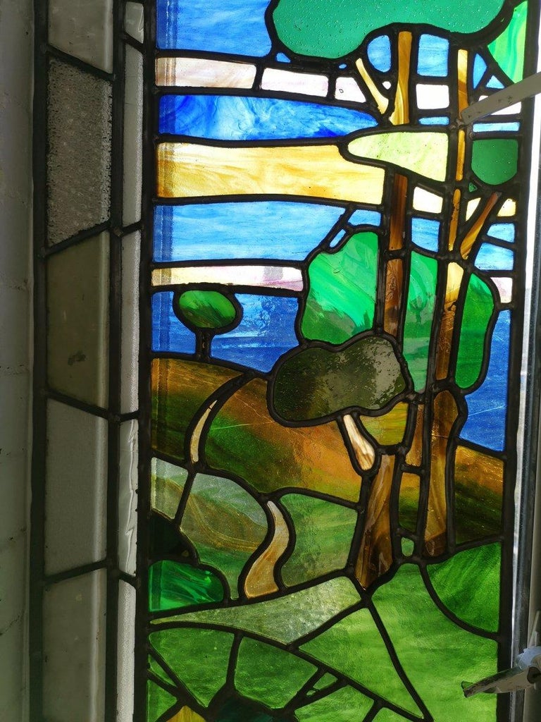 Pair of Arts and Crafts Stained Glass Windows Depicting a Little ...