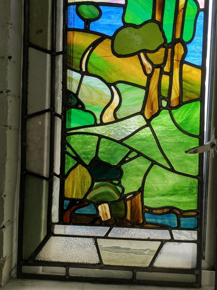 Pair of Arts and Crafts Stained Glass Windows Depicting a Little ...