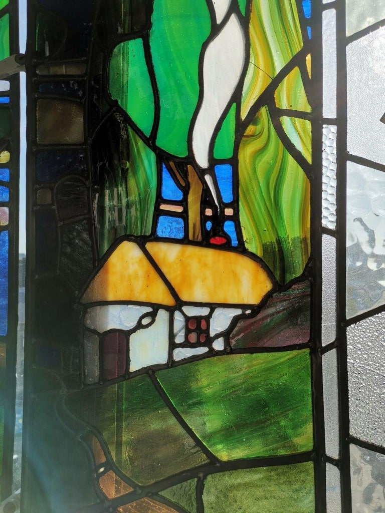 Pair of Arts and Crafts Stained Glass Windows Depicting a Little ...