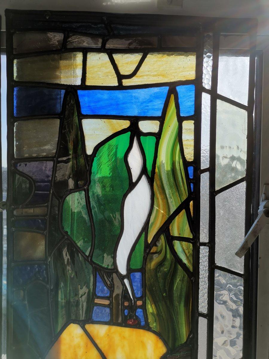 Pair of Arts and Crafts Stained Glass Windows Depicting a Little ...