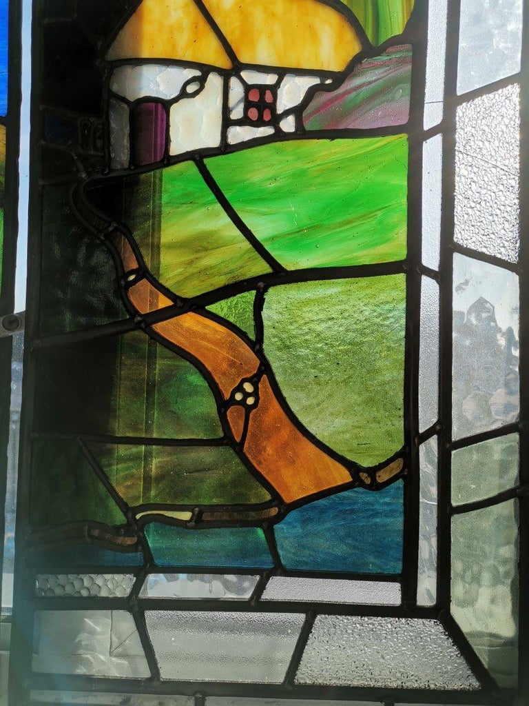 Pair of Arts and Crafts Stained Glass Windows Depicting a Little ...