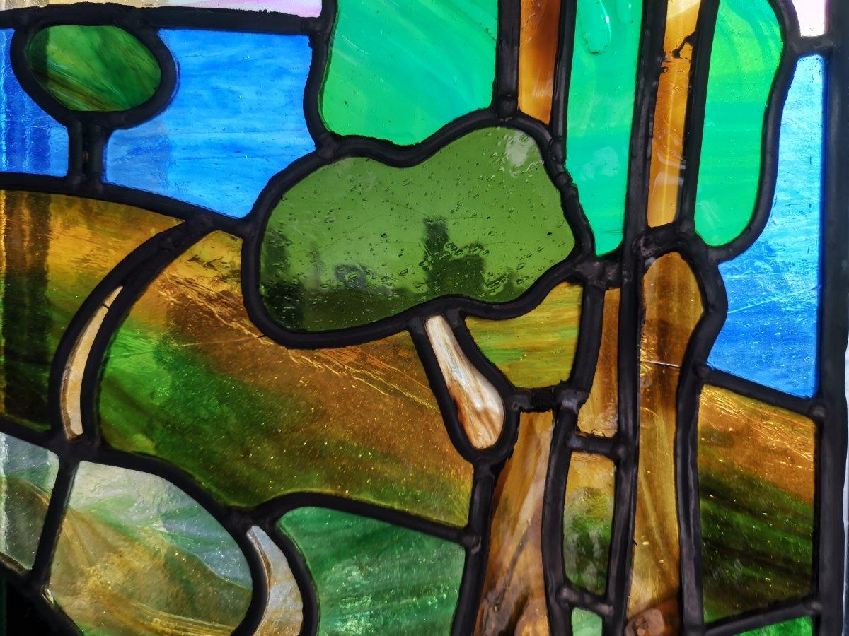 Pair of Arts and Crafts Stained Glass Windows Depicting a Little ...