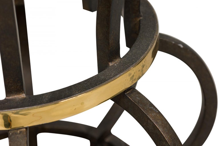 Pair of Arturo Pani Mid-Century Mexican Iron, Brass and Glass End ...