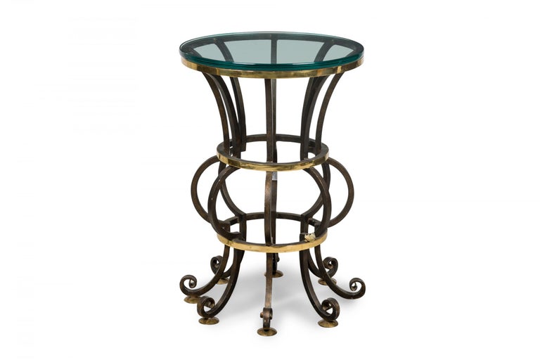 Pair of Arturo Pani Mid-Century Mexican Iron, Brass and Glass End ...