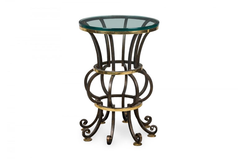 Pair of Arturo Pani Mid-Century Mexican Iron, Brass and Glass End ...