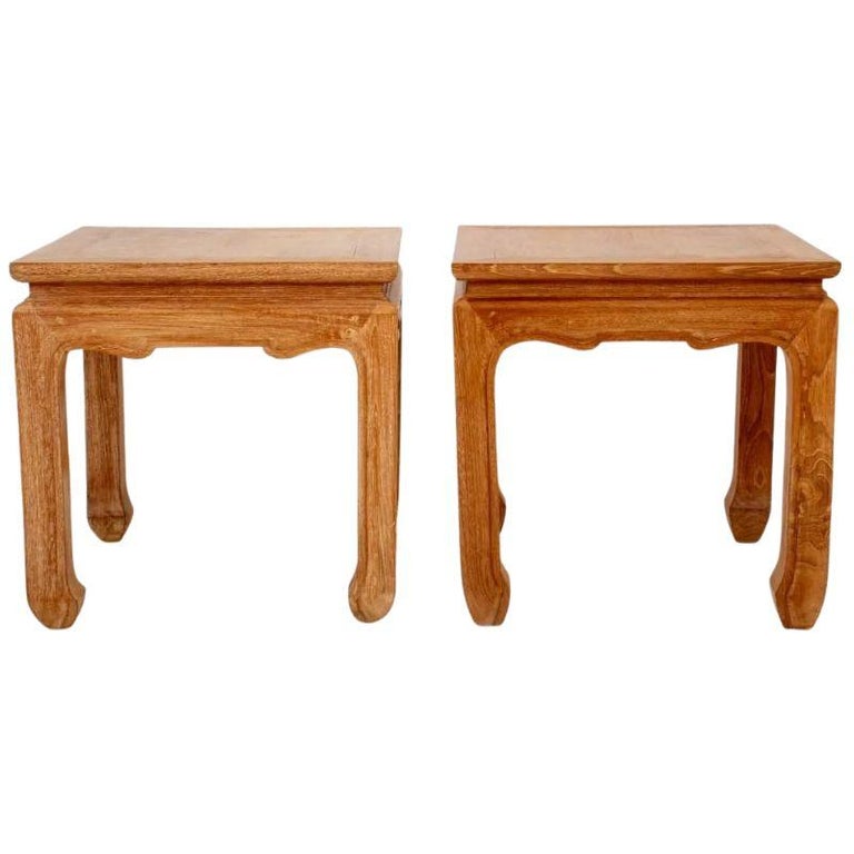 Pair of Asian Cypress Side Tables For Sale at 1stDibs