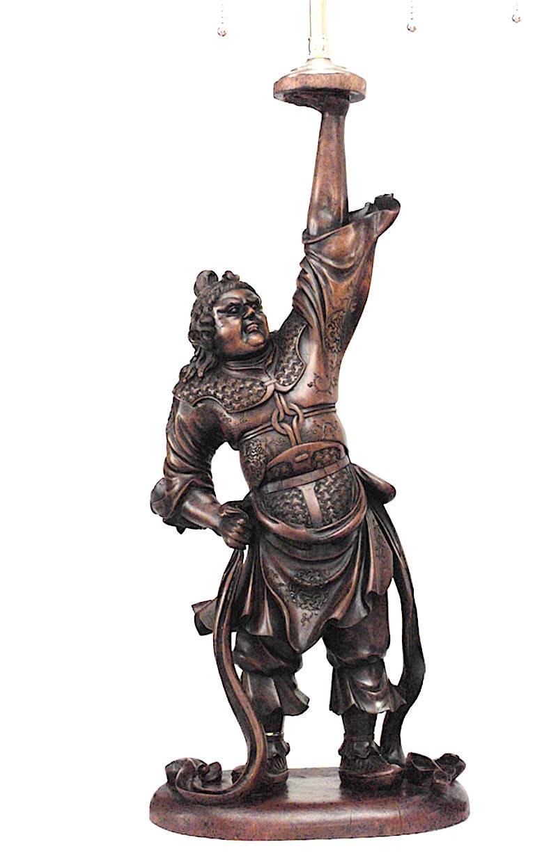 Pair of Japanese Carved Teak Samurai Figure Table Lamps For Sale at ...