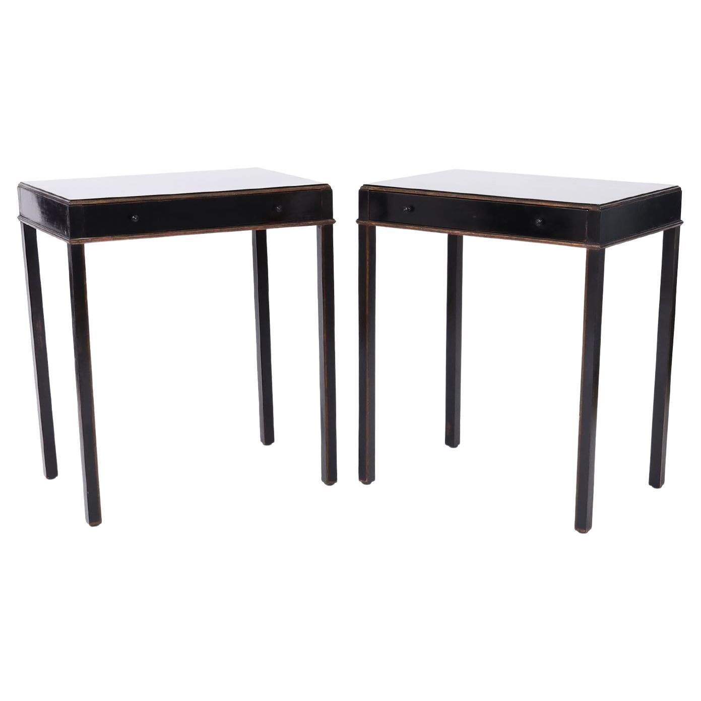 Pair of Vintage Ebonized Asian-Inspired Tables at 1stDibs