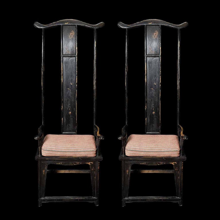 Pair of Asian Oversized Throne Chairs with Exaggerated Backs For Sale ...