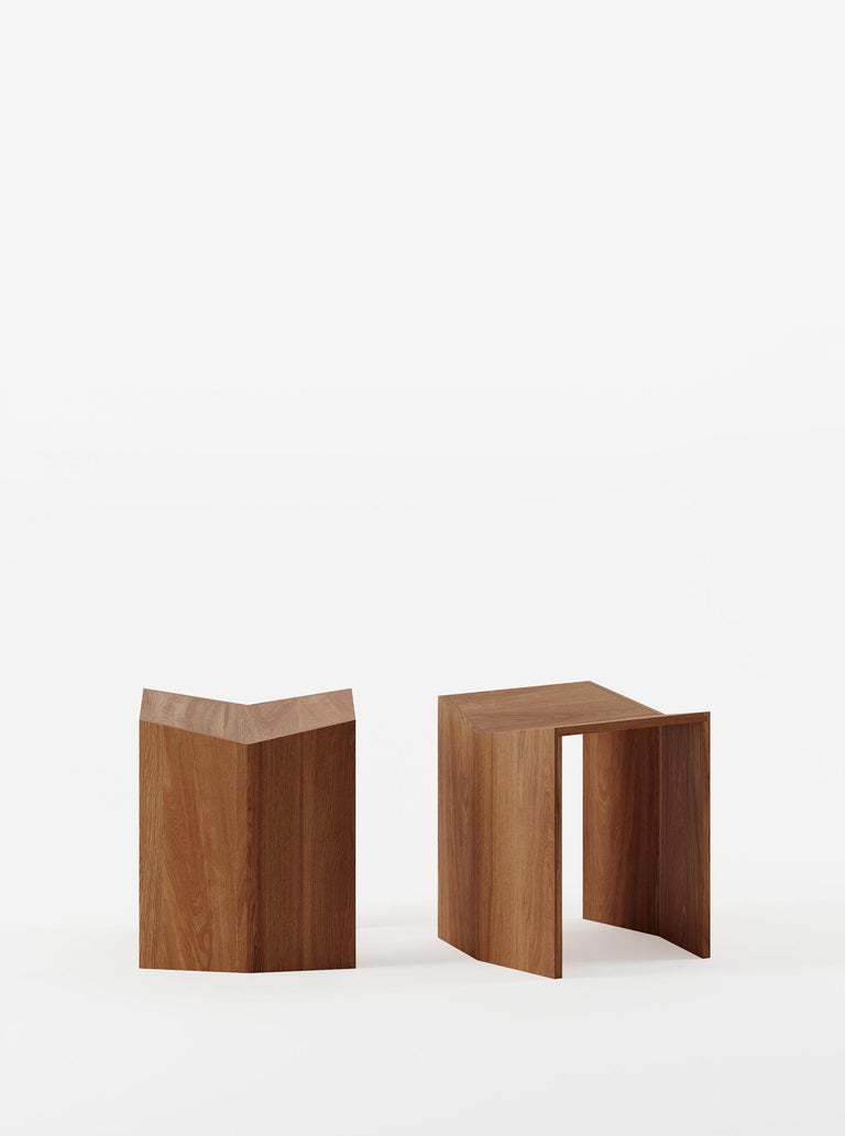 Pair of Athens Stool in Iroko Wood by Leonard Kadid for Lemon For Sale ...