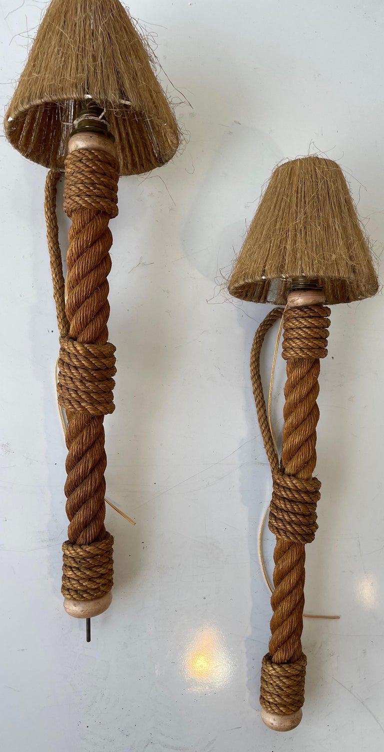 Pair of Audoux Minet Rope Sconces For Sale at 1stDibs