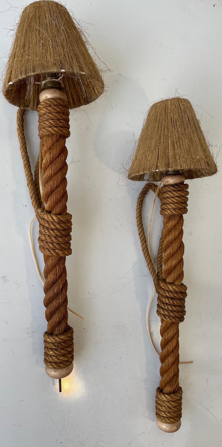 Pair of Audoux Minet Rope Sconces For Sale at 1stDibs