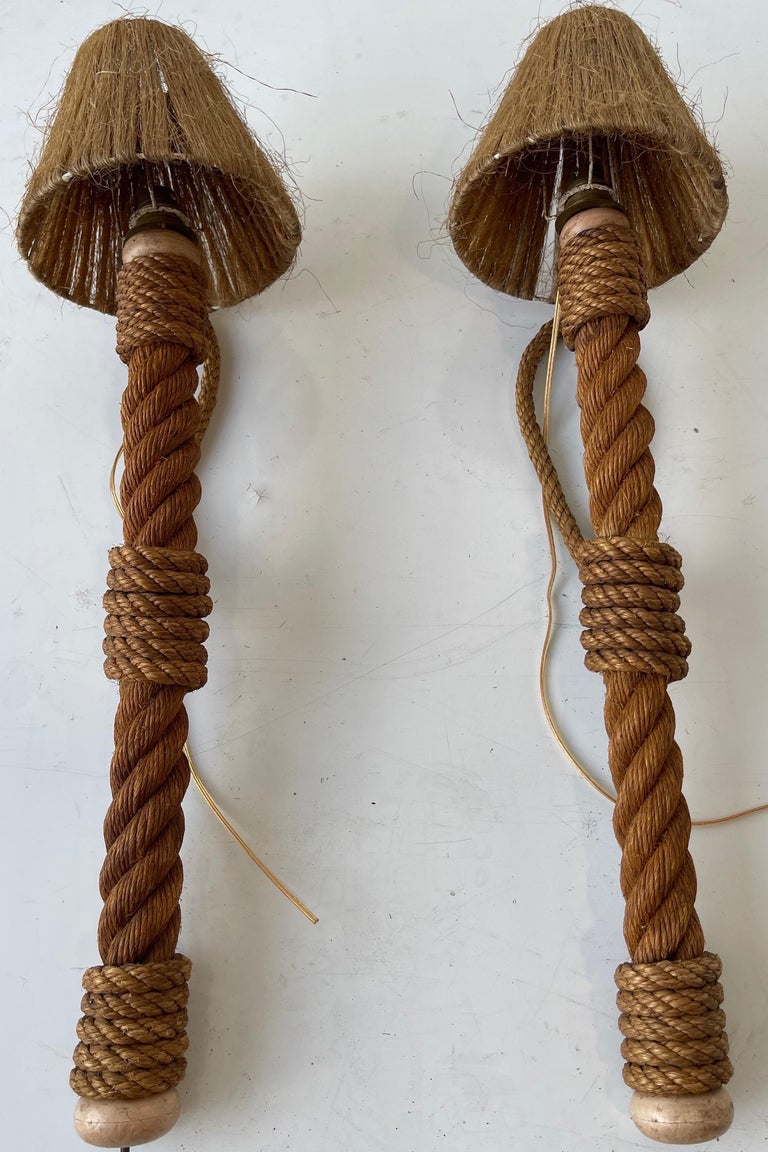 Pair of Audoux Minet Rope Sconces For Sale at 1stDibs