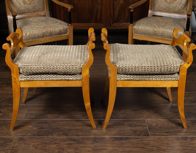 Pair of Austrian 1880s Biedermeier Style Upholstered Benches with ...