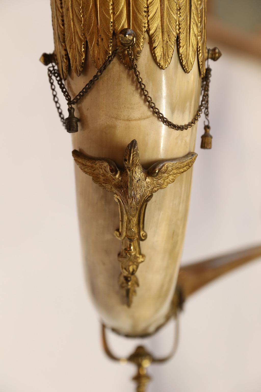 Pair of Austrian Commerative Cornucopia Horns with Gilt Bronze Mounts ...