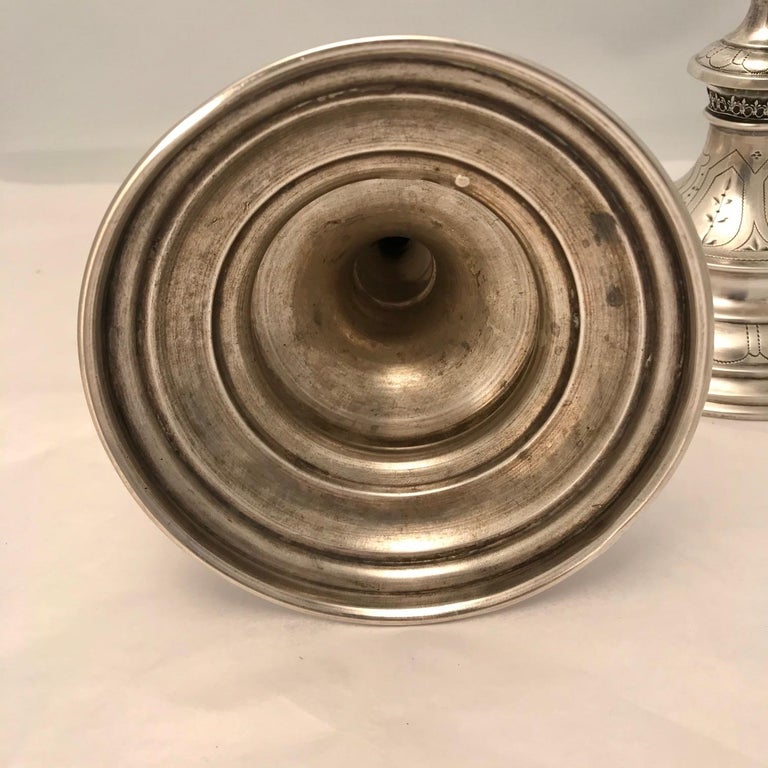 Pair of Austro-Hungarian Silver Sabbath Candlesticks at 1stDibs