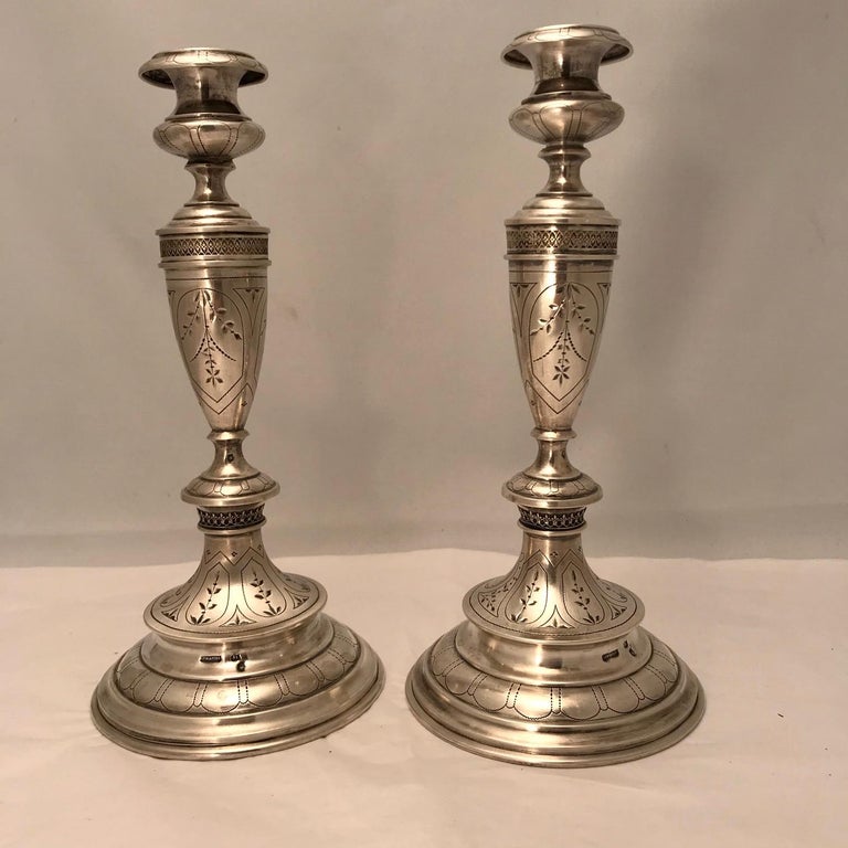 Pair of Austro-Hungarian Silver Sabbath Candlesticks at 1stDibs