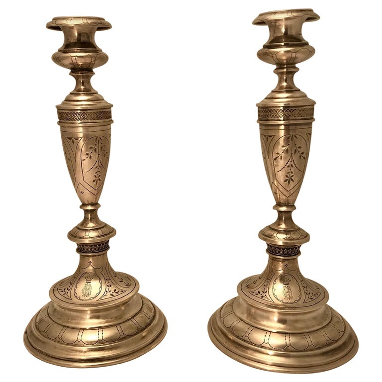 Pair of Austro-Hungarian Silver Sabbath Candlesticks at 1stDibs