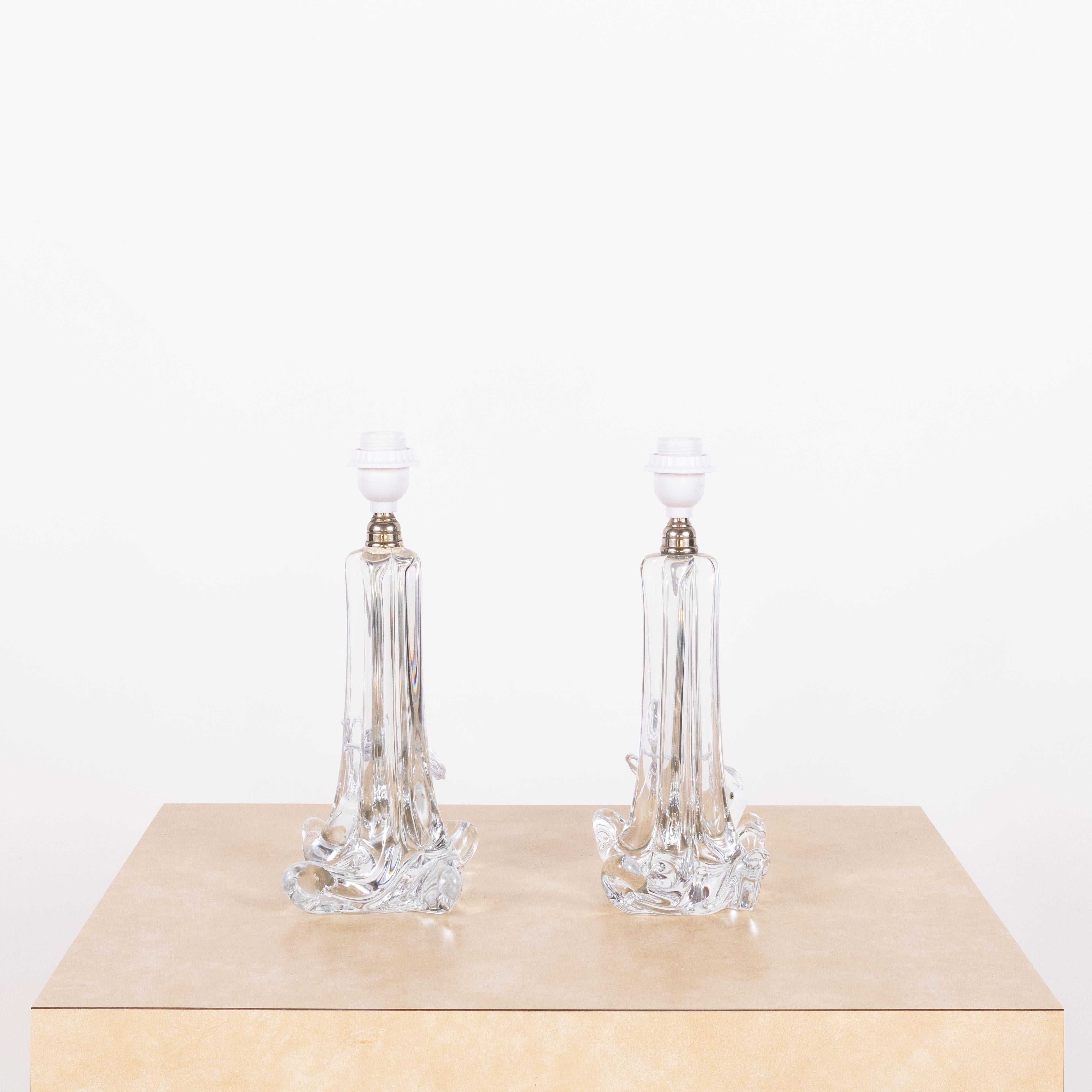 Pair of Baccarat Crystal Lamps For Sale at 1stDibs